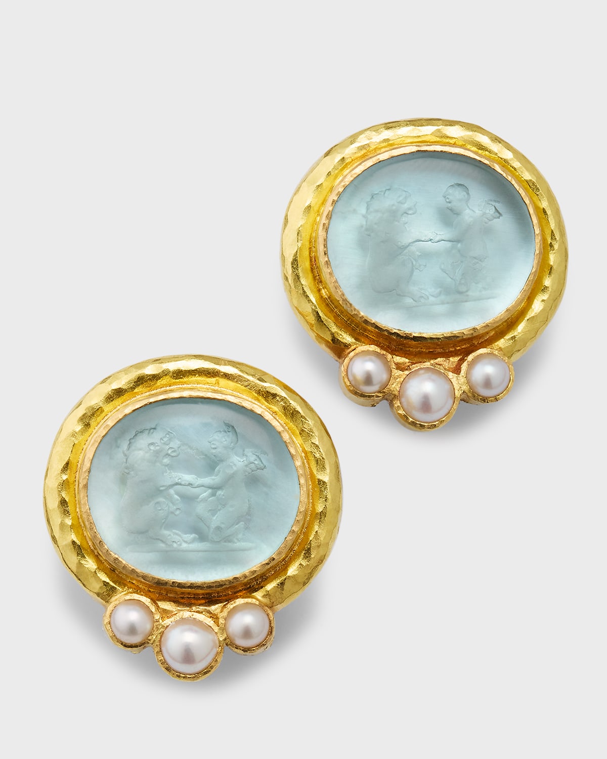 Elizabeth Locke 19K Venetian Glass Intaglio Cherub Twins Earrings with ...