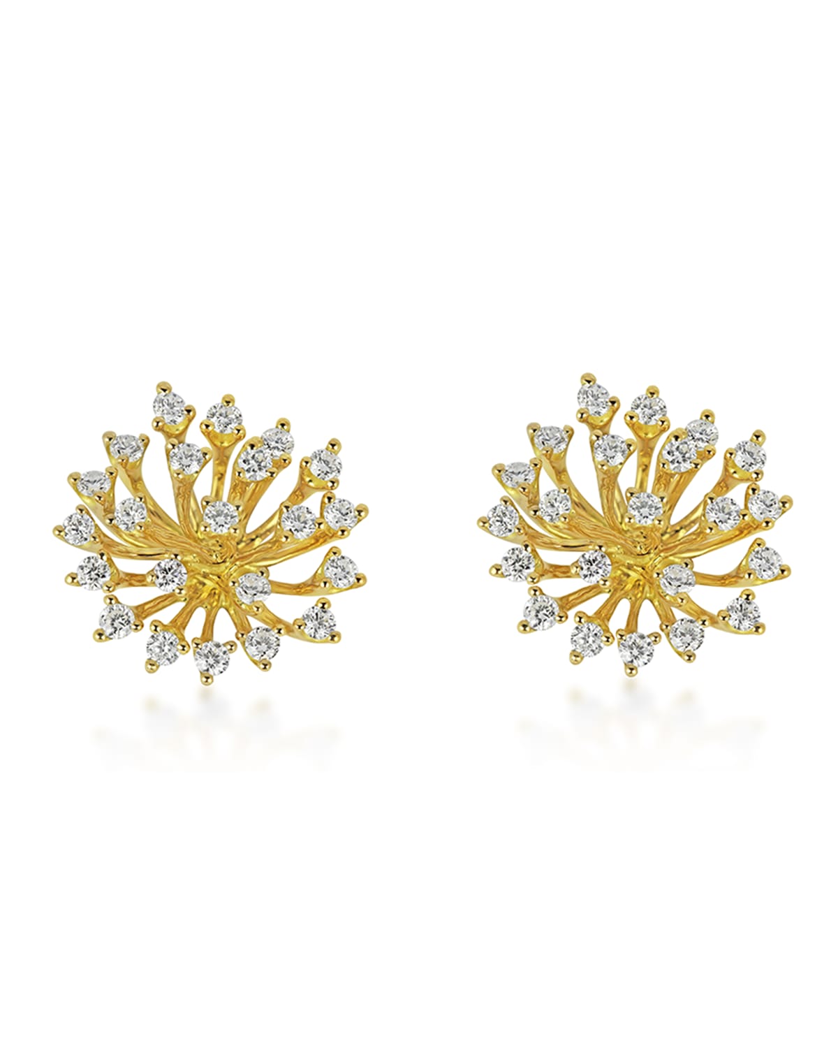 Hueb Luminus 18k Yellow Gold Stemmed Diamond Stud Earrings | Neiman Marcus
