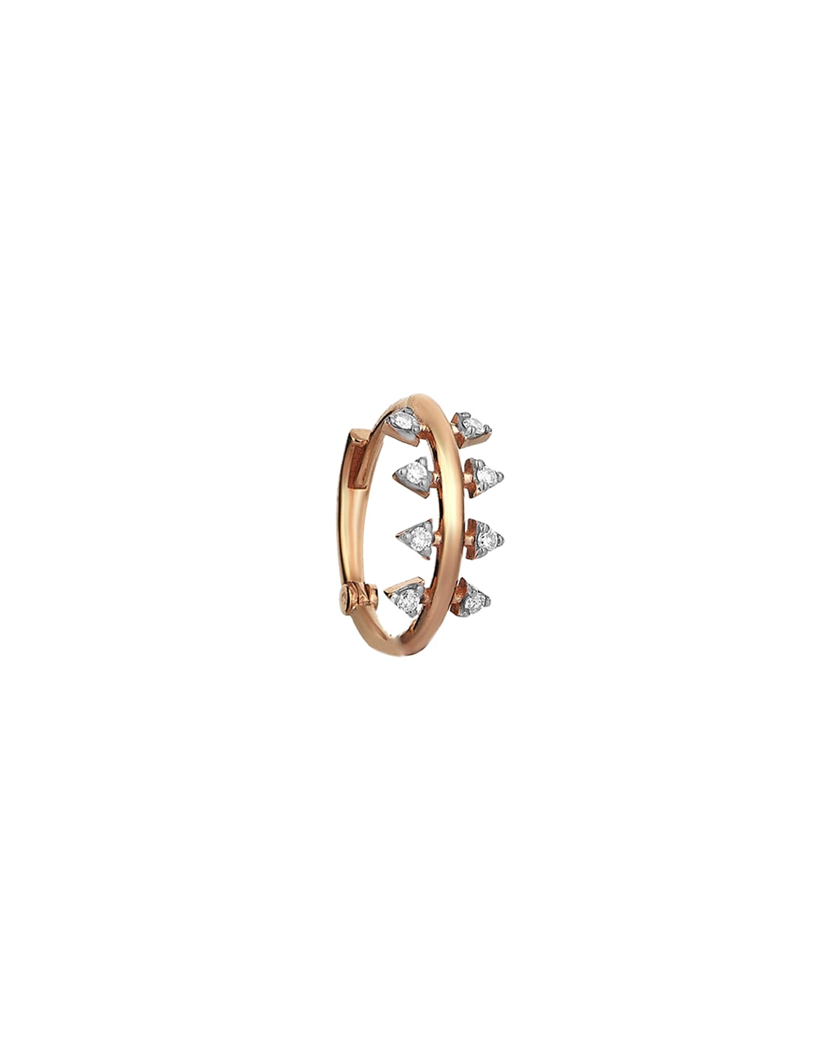 Kismet by Milka 14k Rose Gold Feather Diamond Hoop Drop Earring (Single ...