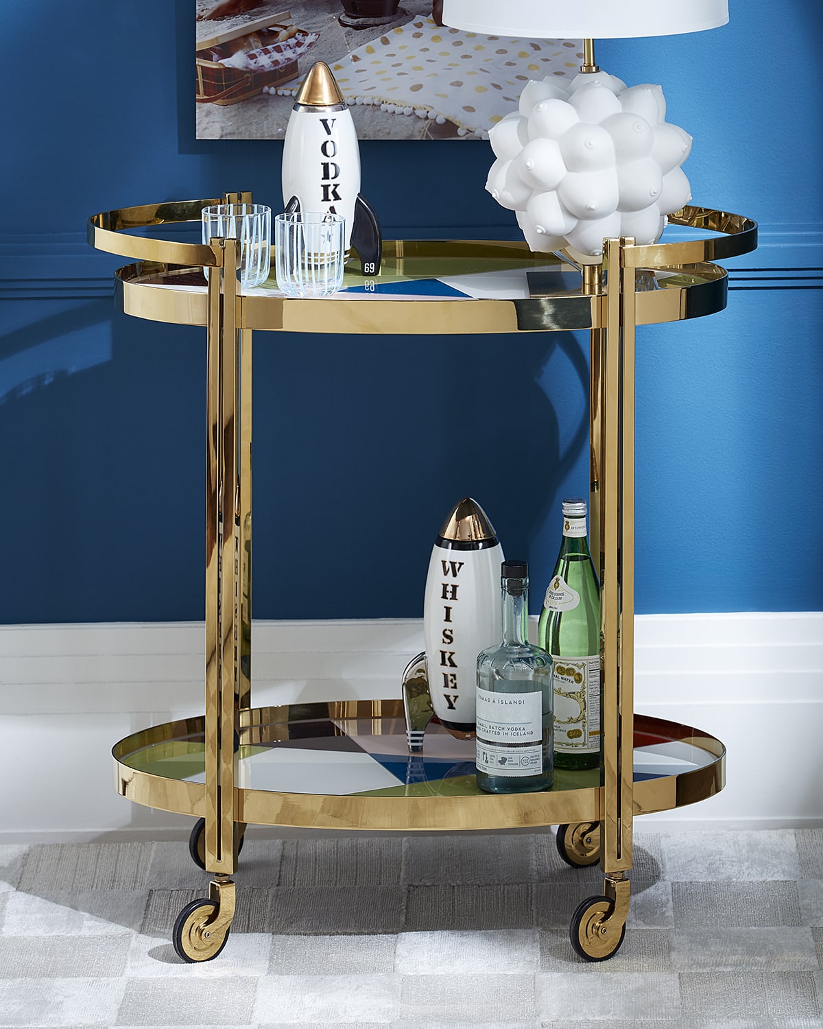 Century Furniture Mandalay Bar Cart, Navy | Neiman Marcus