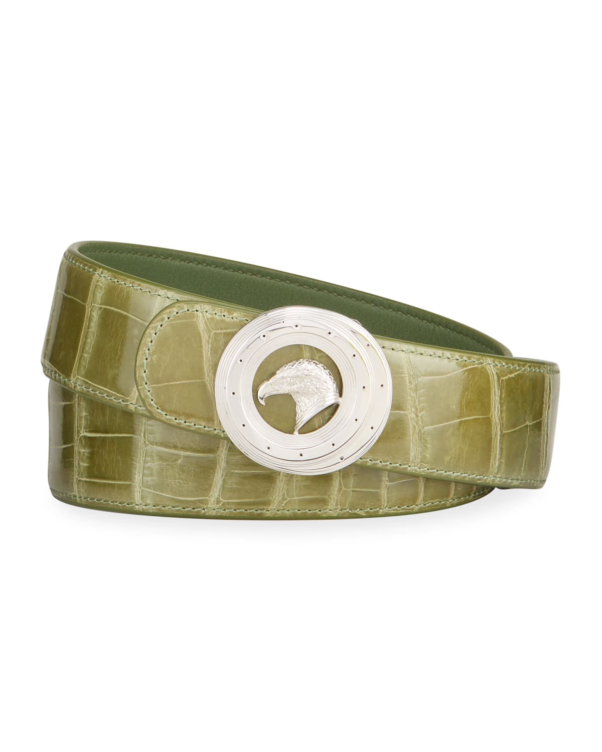 Stefano Ricci Men's Signature Eagle Crocodile Leather Belt | Neiman Marcus
