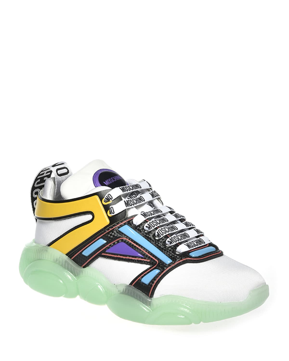 Moschino Men's Clear Teddy Sole Multicolor Fashion Sneakers | Neiman Marcus