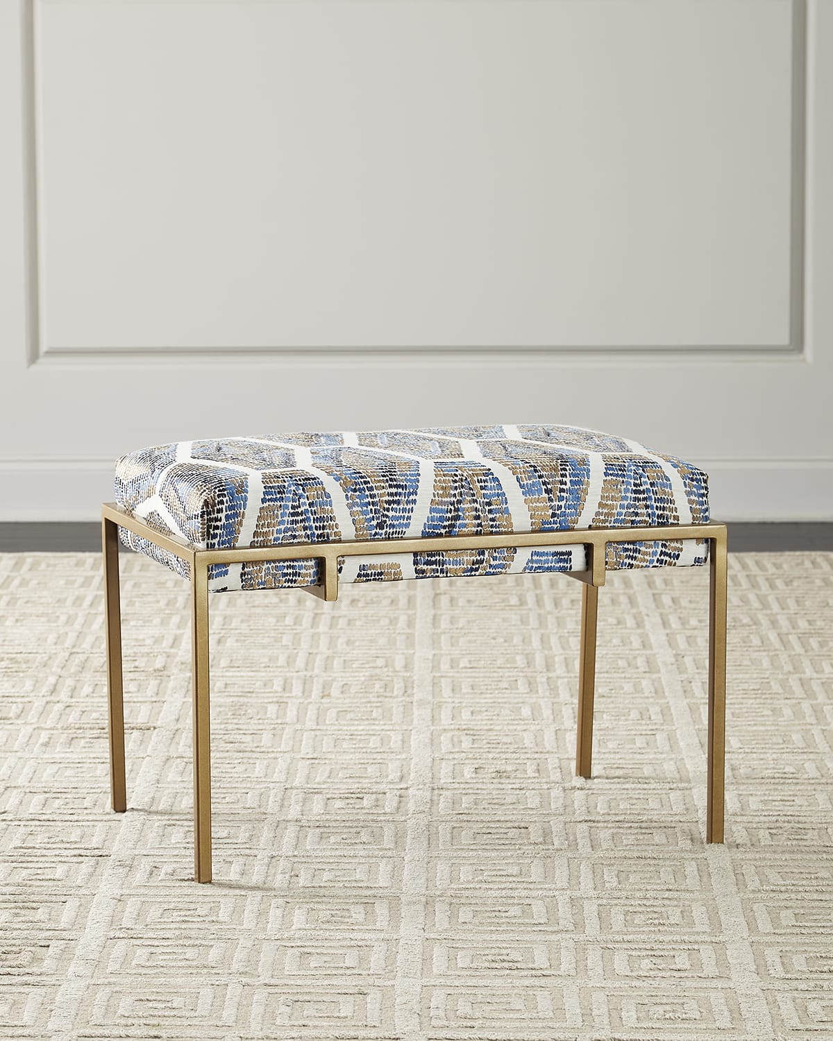 John-Richard Collection Upholstered Metal 29" Bench | Neiman Marcus