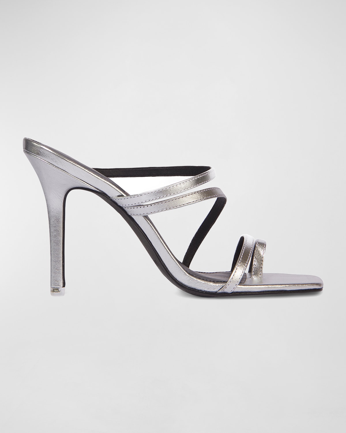 Black Suede Studio Cindy Strappy Stiletto Slide Sandals | Neiman Marcus