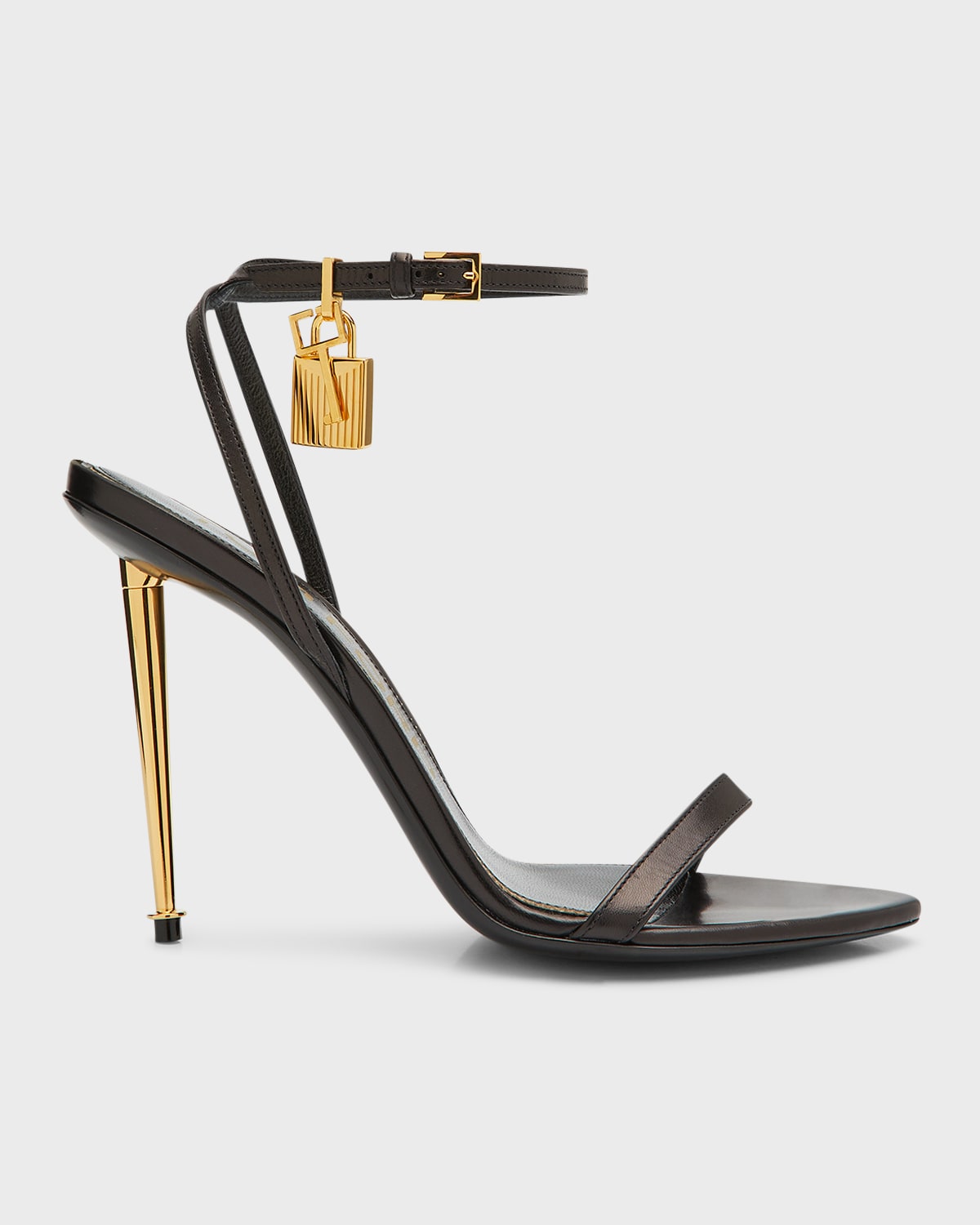 TOM FORD Lock Metallic Stiletto Sandals | Neiman Marcus