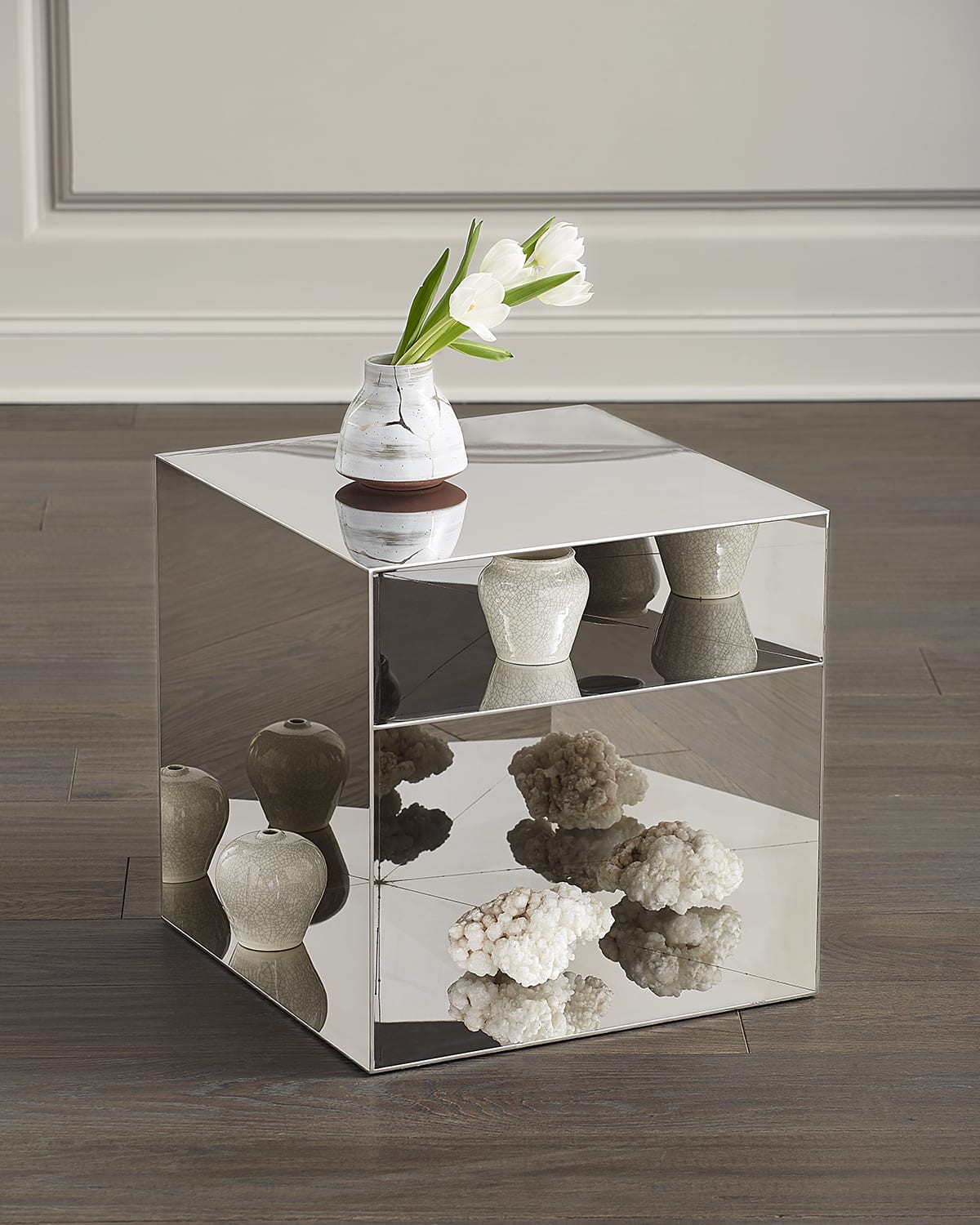 John-Richard Collection Duchess Crystal Cube Side Table | Neiman Marcus