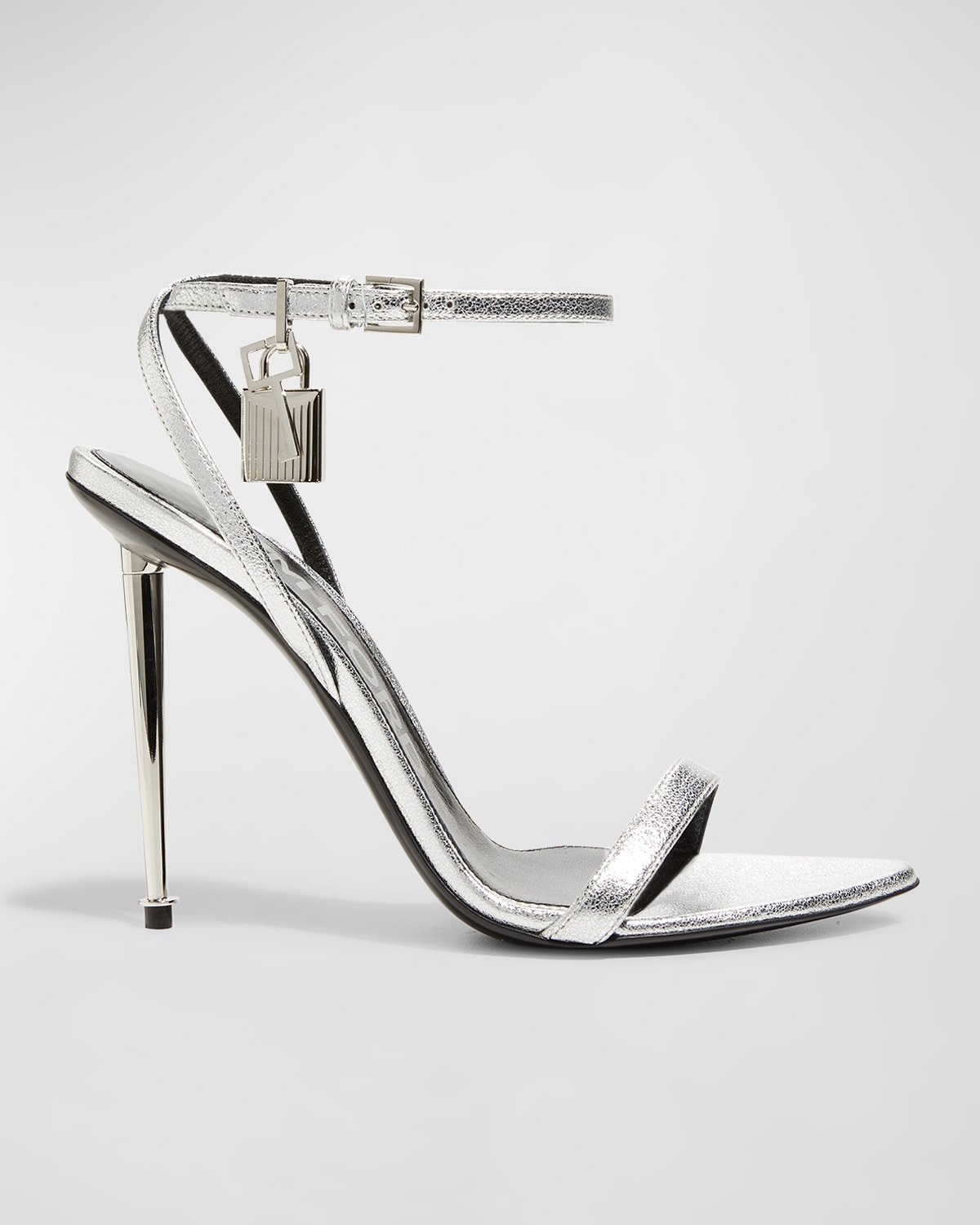 TOM FORD Lock Metallic Stiletto Sandals | Neiman Marcus
