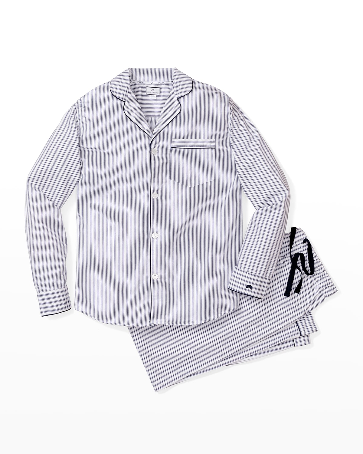 Petite Plume Men's French Ticking Twill Pajama Set, Navy/White | Neiman ...