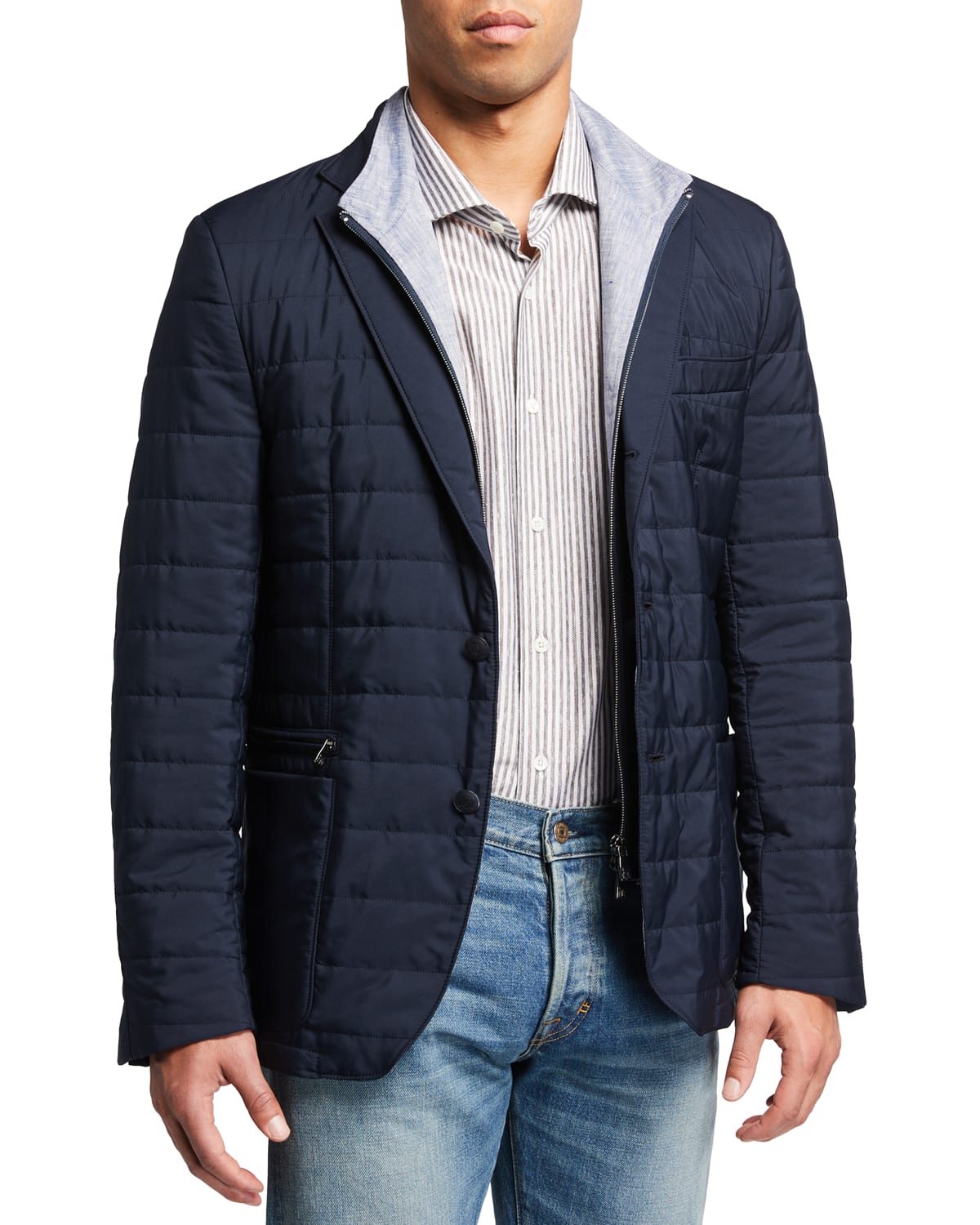 Corneliani Men's Quilted Travel Blazer with Bib | Neiman Marcus