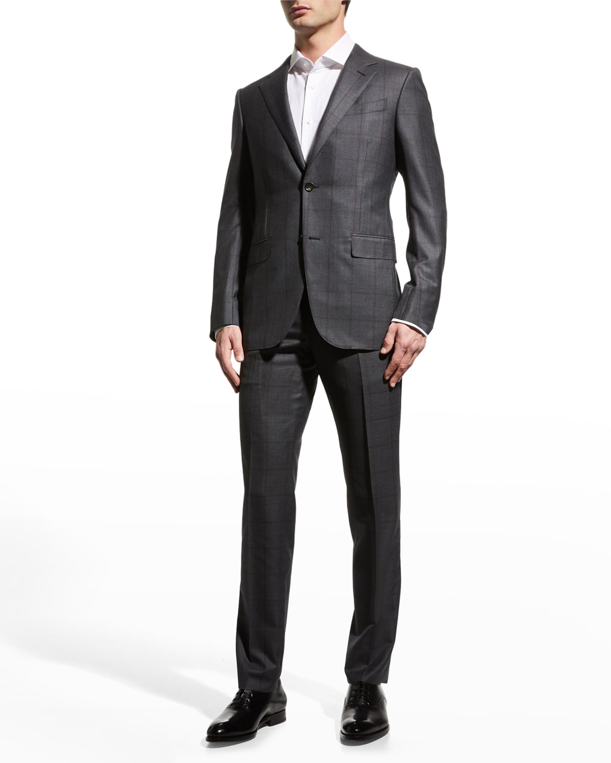 Brioni Men's Windowpane Wool Suit | Neiman Marcus