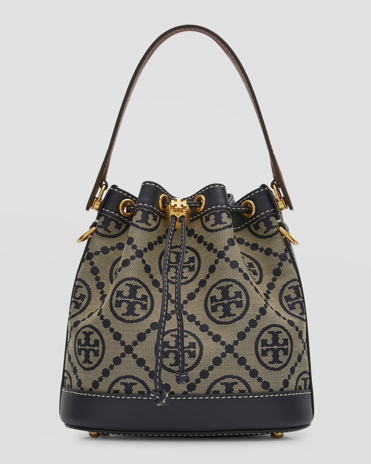 Tory Burch T Monogram Raffia Bucket Bag | Neiman Marcus