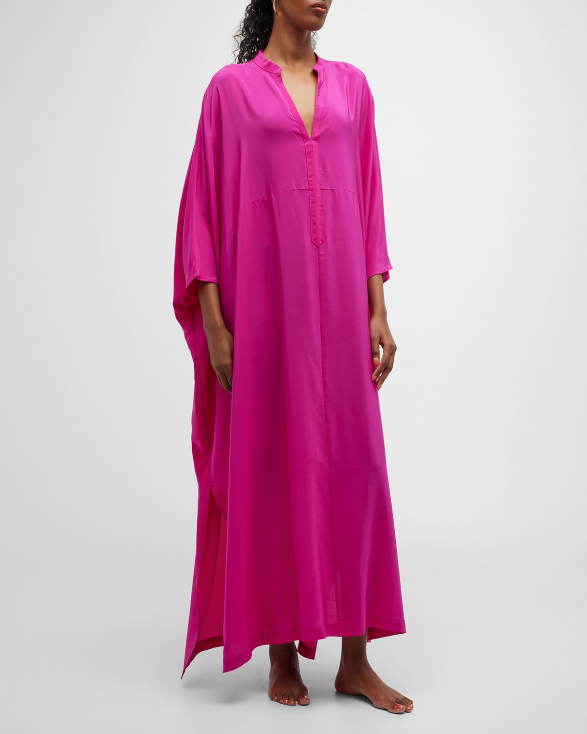 ocean + main Split-Neck Gauze Caftan | Neiman Marcus