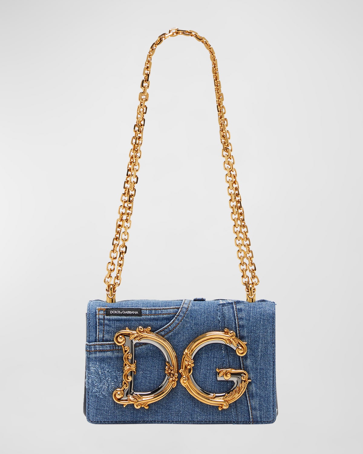 Dolce&Gabbana Devotion Medium Patchwork Denim Crossbody Bag | Neiman Marcus