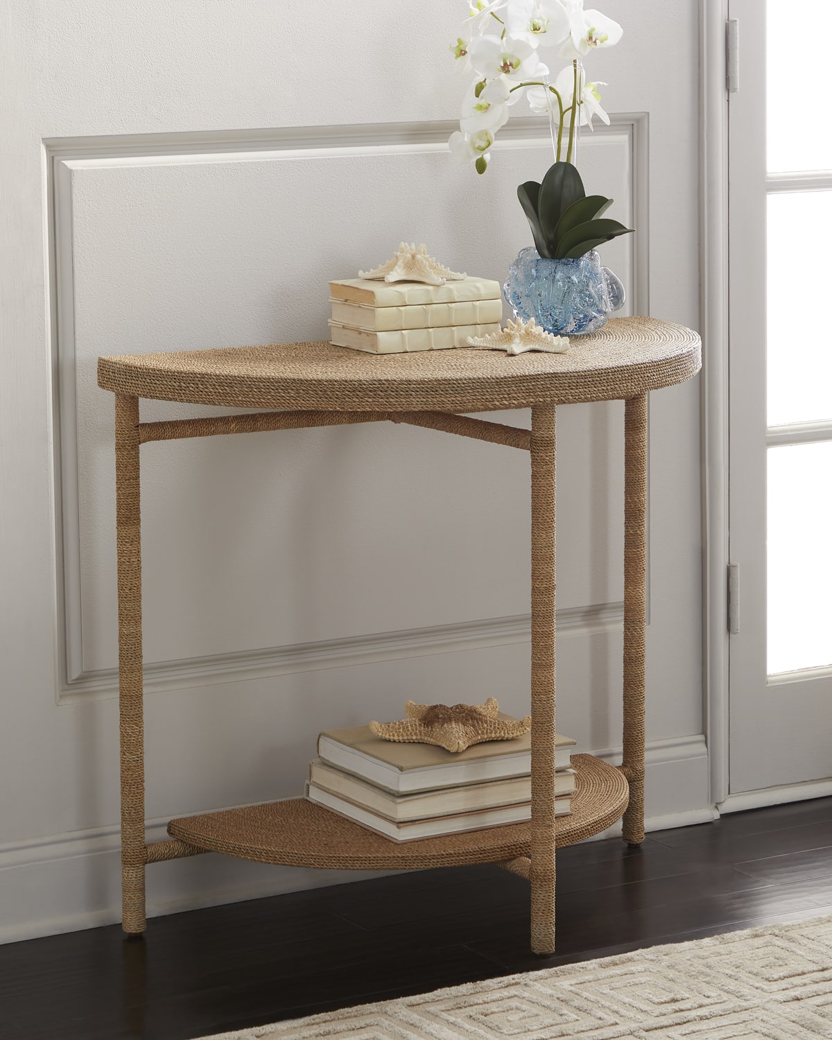 Palecek Monarch Demilune Table, White Sand | Neiman Marcus