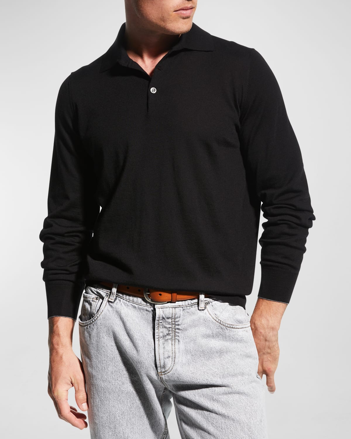 Vince Men's Boiled Cashmere Polo Shirt | Neiman Marcus