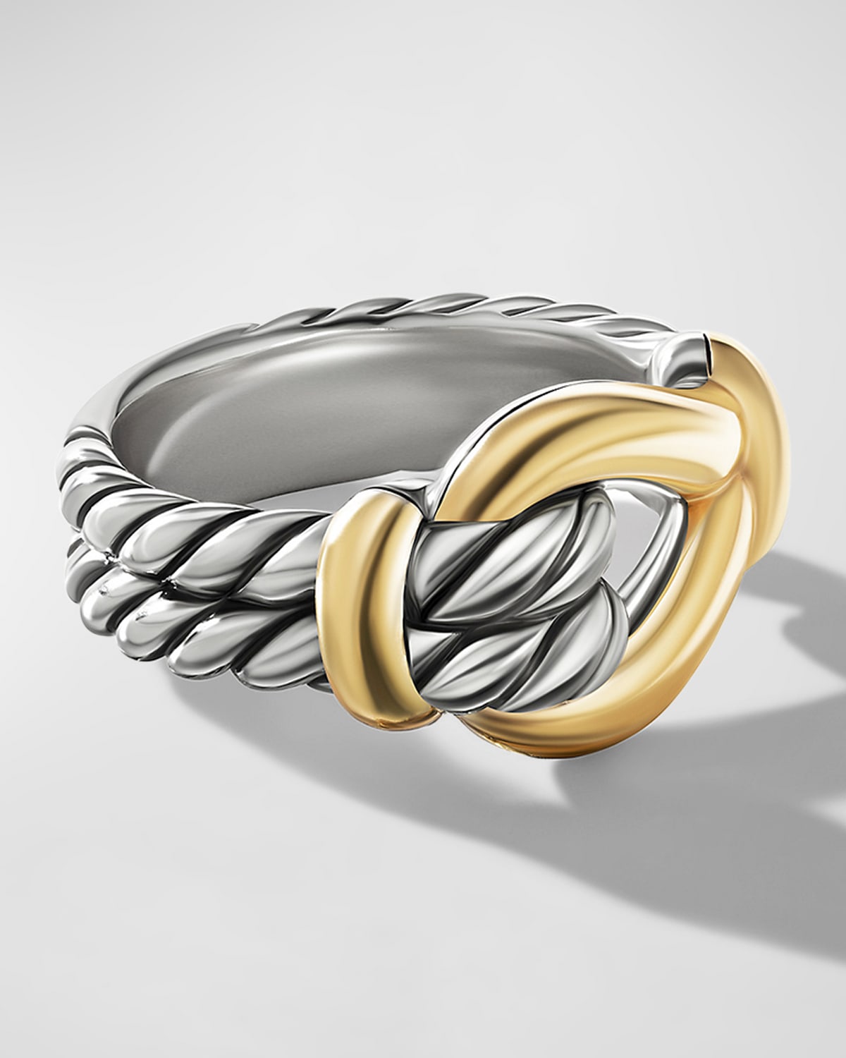 David Yurman Cable Loop Ring in Silver with 18K Gold, 8mm | Neiman Marcus