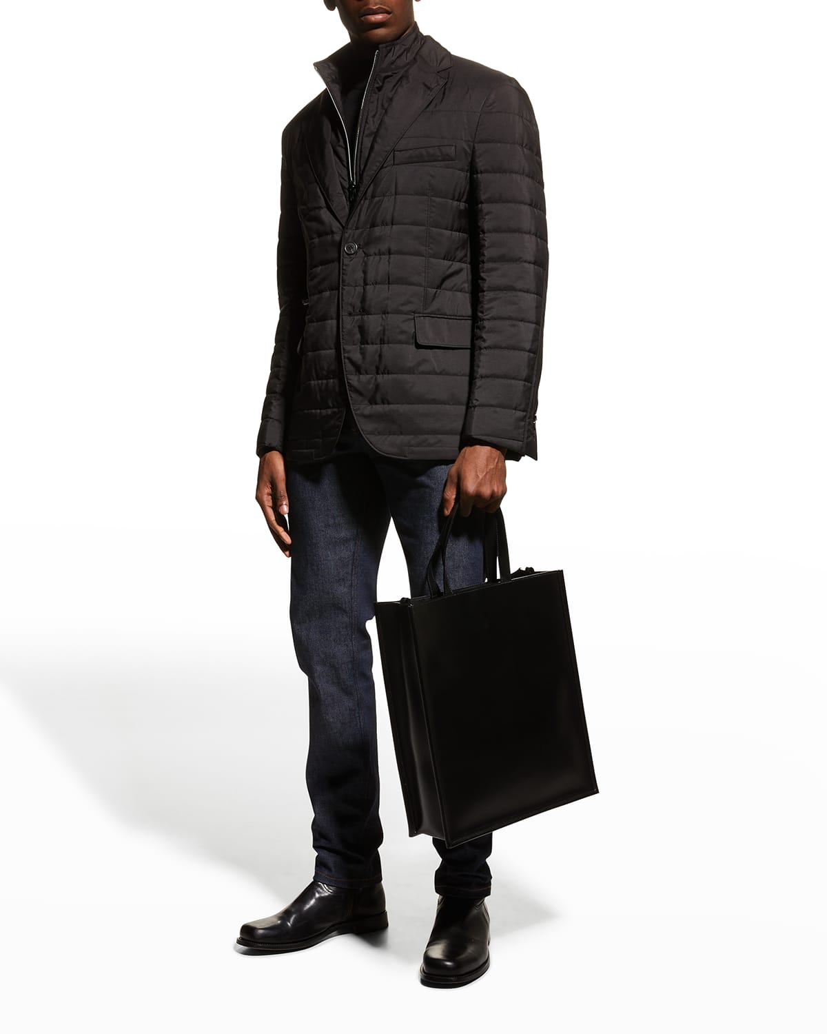 Corneliani Men's Quilted Travel Blazer w/ Detachable Bib | Neiman Marcus
