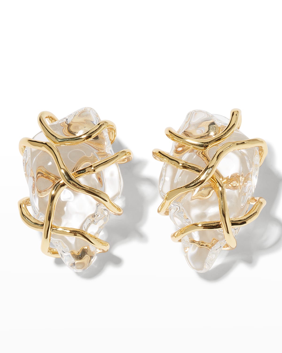 Alexis Bittar Crumpled Gold Small Post Earrings | Neiman Marcus