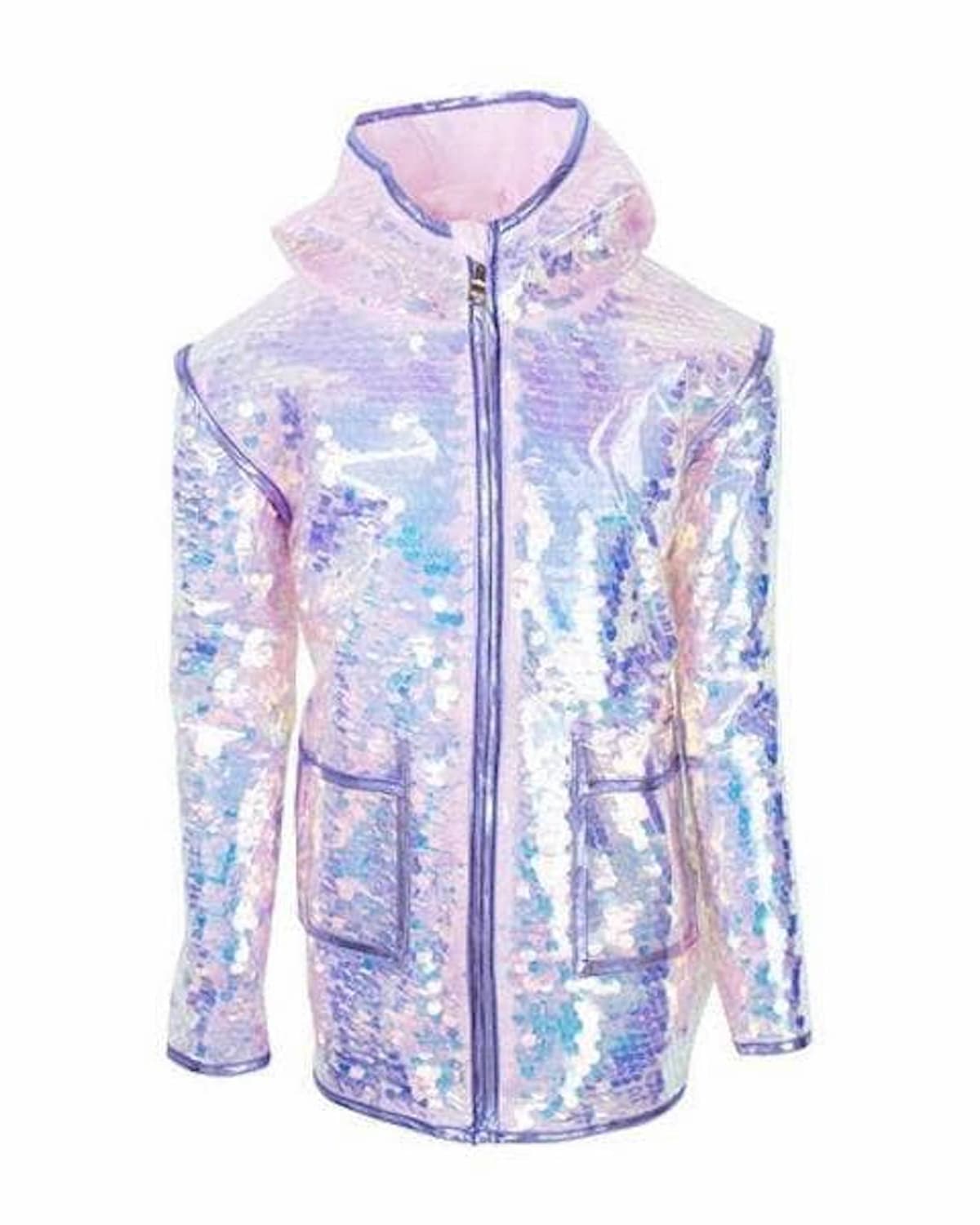 Lola + The Boys Girl's Iridescent Star Sequined Bomber Jacket, Size 2 ...
