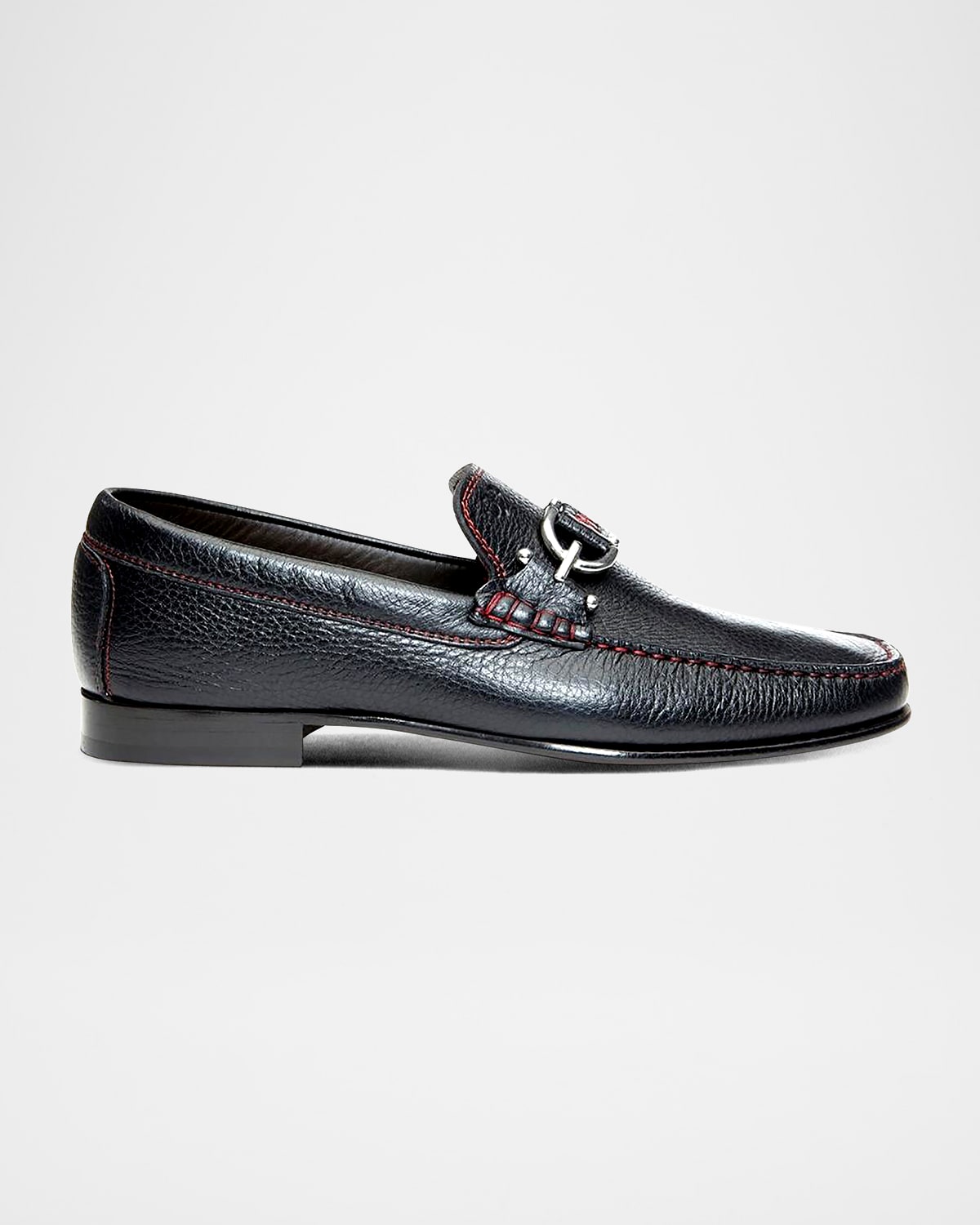 Donald Pliner Men's Dacio Contrast-Stitch Suede Loafer | Neiman Marcus