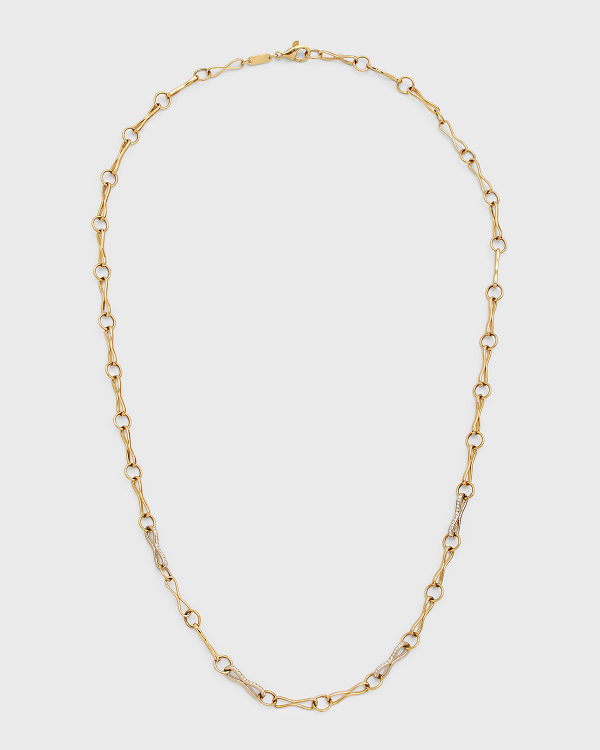 AZLEE Large Circle Link Chain with Four Pave Links, 16"L | Neiman Marcus