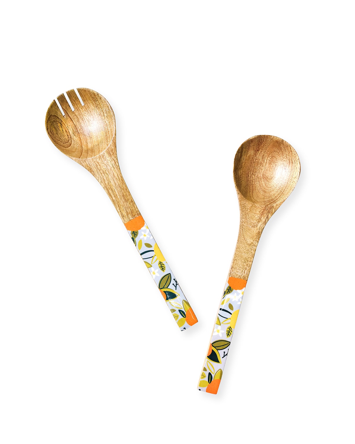 Coton Colors Iris Blue Drop Mango Wood Salad Server Set | Neiman Marcus