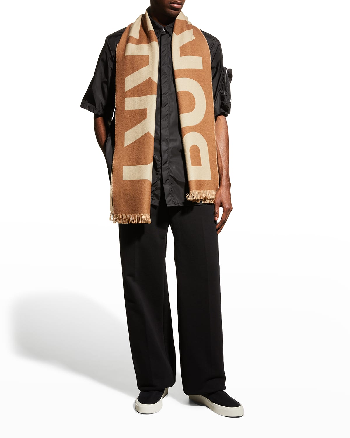 Alexander McQueen Men's Oversized-Logo Wool Scarf | Neiman Marcus