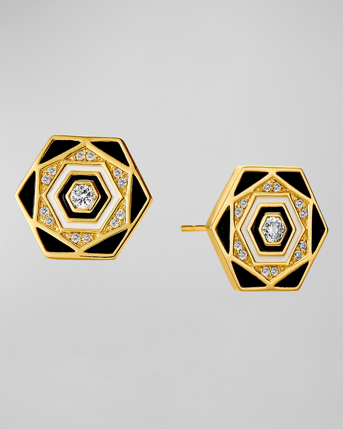 Syna 18k Cosmic Sea Green Enamel Disc Earrings with Diamonds | Neiman ...