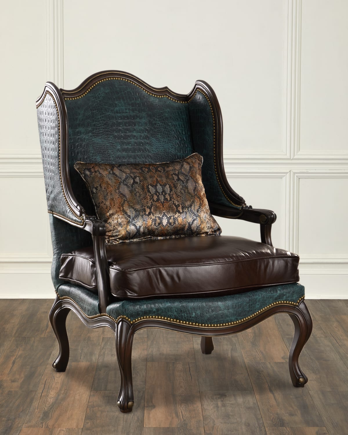 Massoud Christian Leather Wing Chair | Neiman Marcus