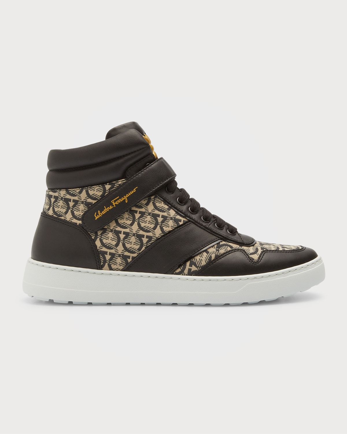 Ferragamo Men's Gancini Textured Leather Sneakers | Neiman Marcus