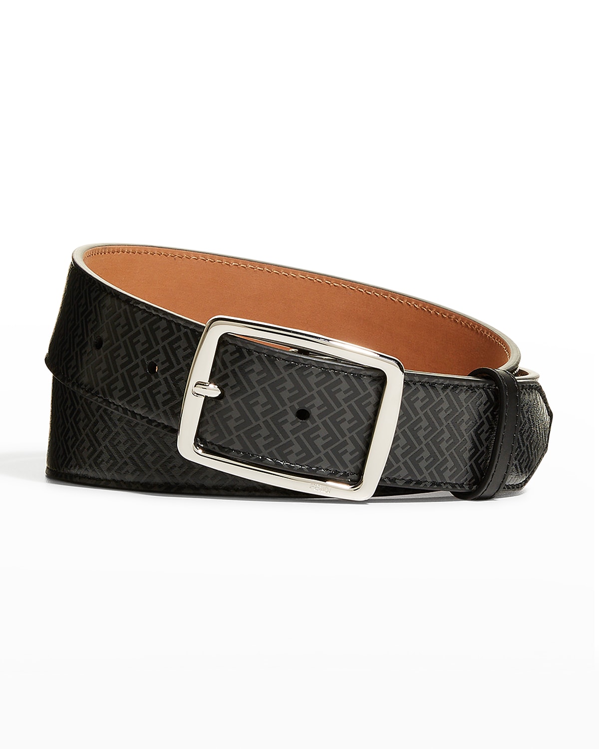 Moschino Men's Metal Logo Leather Belt | Neiman Marcus