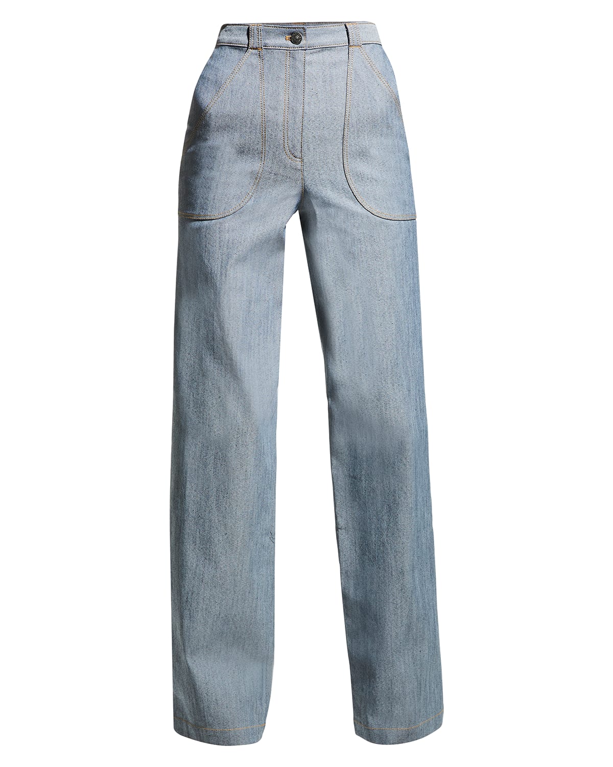 Cinq a Sept Francine Topstitched High-Rise Straight-Leg Pants | Neiman ...