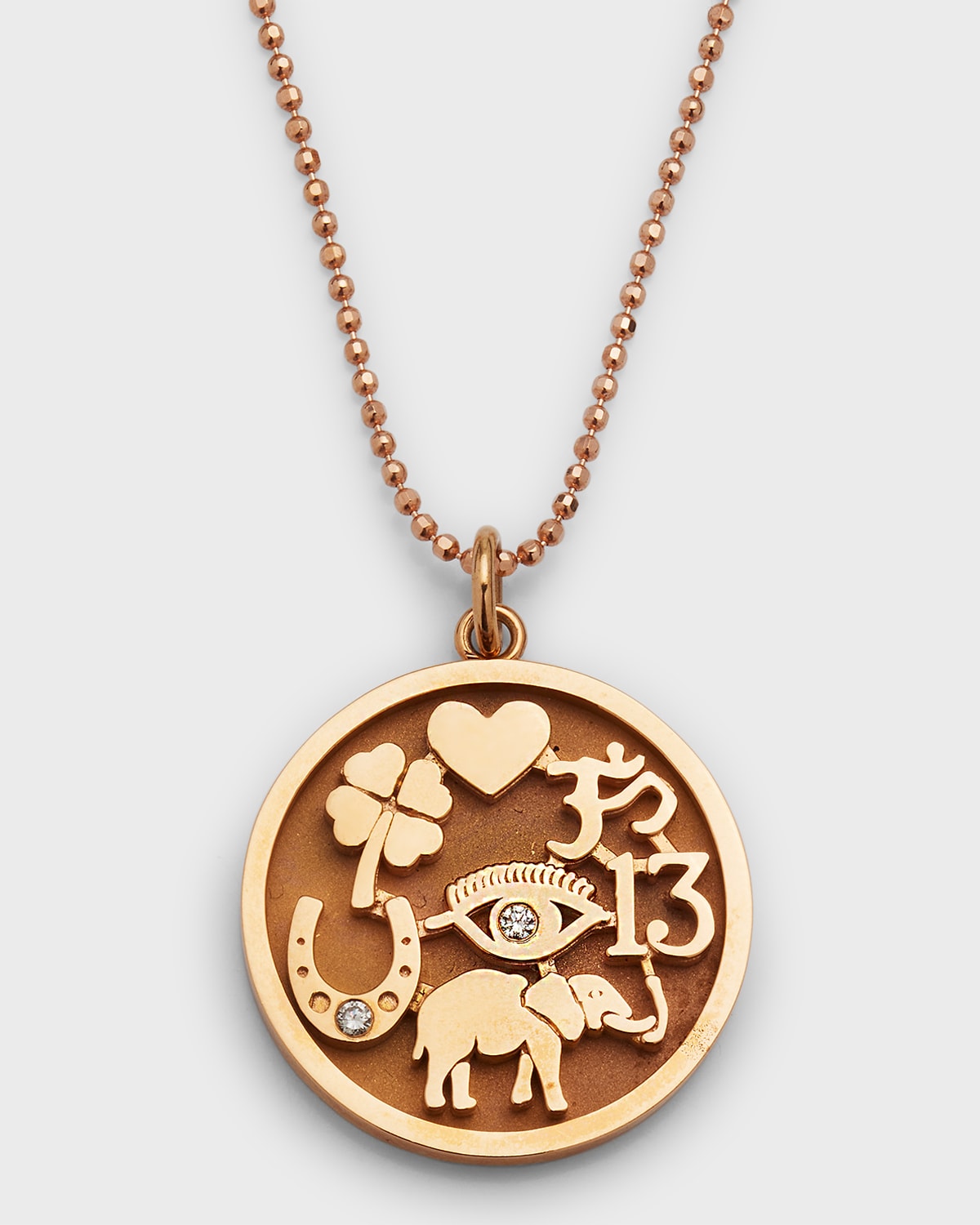 Jennifer Meyer Yellow Gold Turquoise and Diamond Good Luck Necklace ...