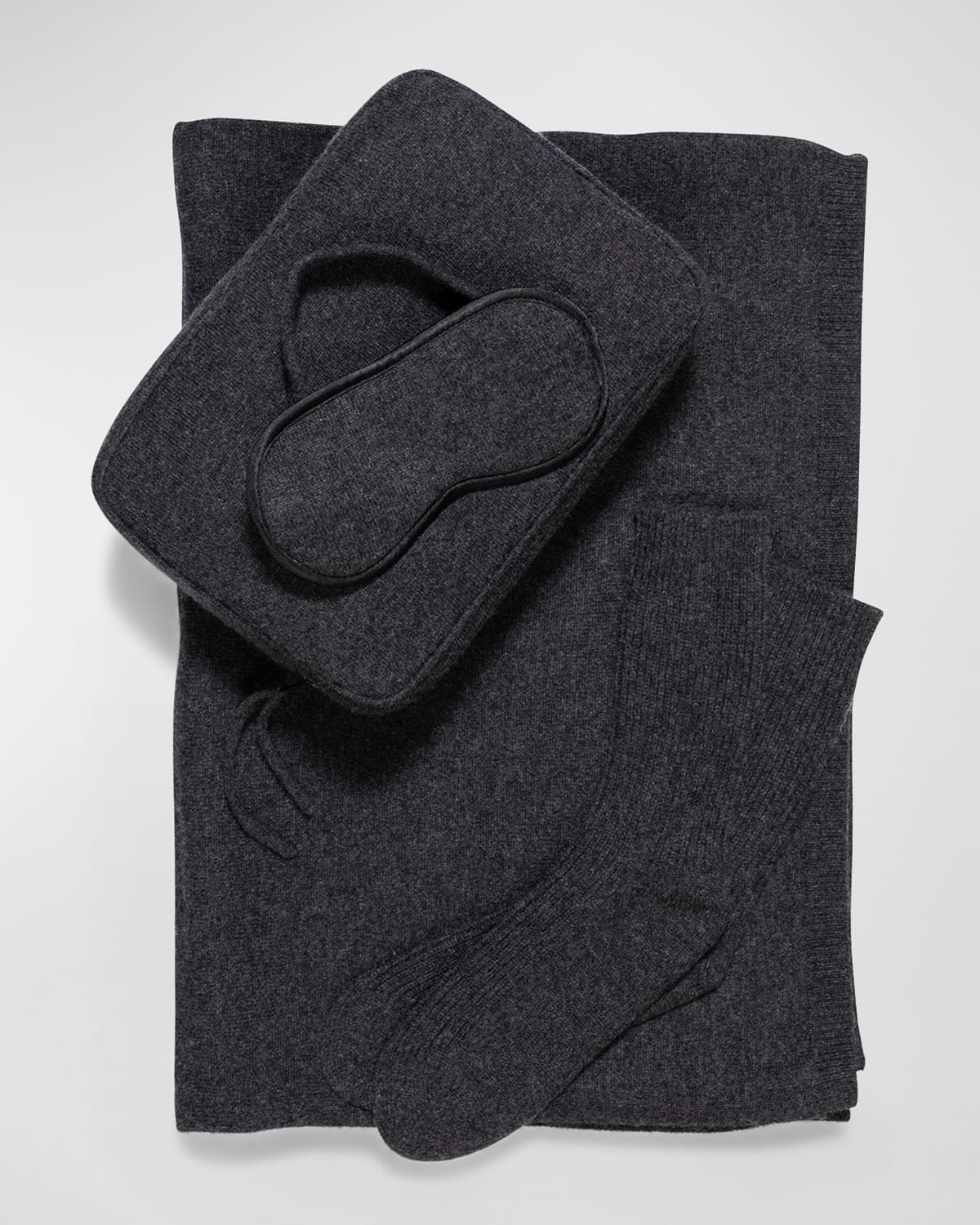 Sofia Cashmere Cashmere Colorblock Cable-Knit Travel Set | Neiman Marcus