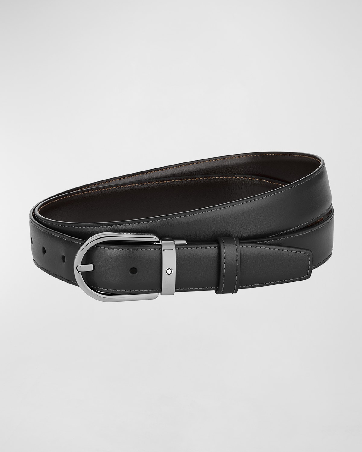 Montblanc Men's Rectangle-Buckle Leather Belt | Neiman Marcus