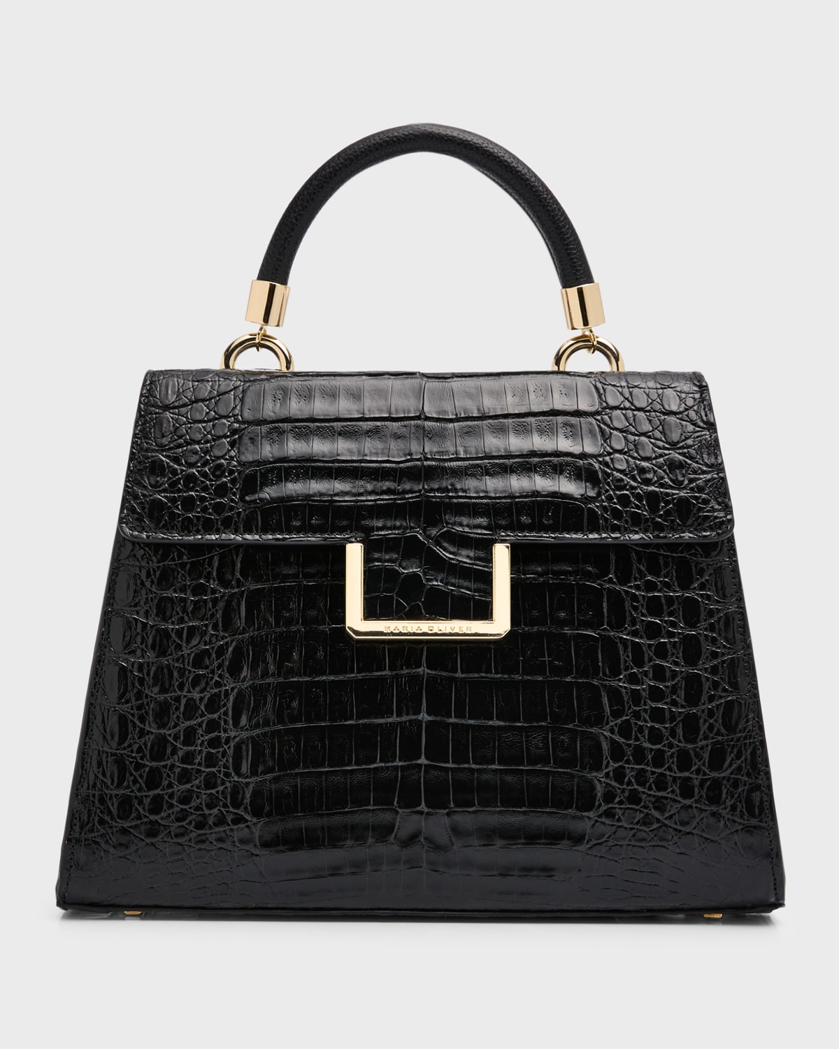 Maria Oliver Michelle Crocodile Top-Handle Bag | Neiman Marcus
