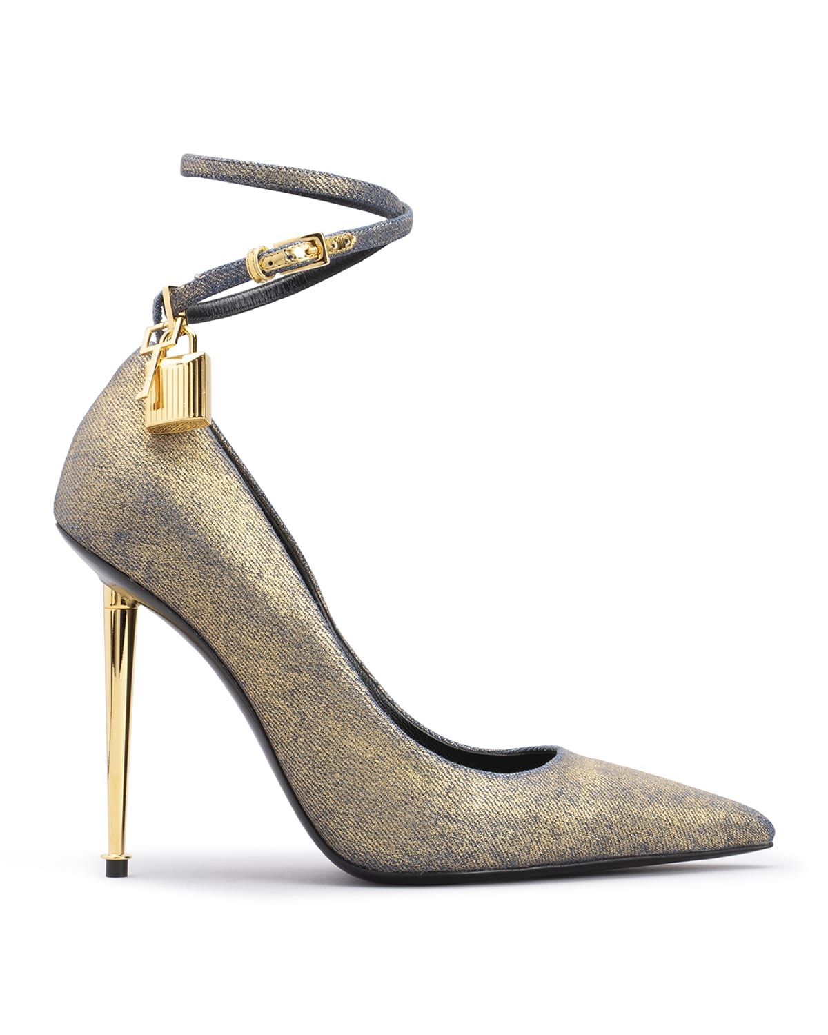TOM FORD Lock Calfskin Ankle-Strap Pumps | Neiman Marcus