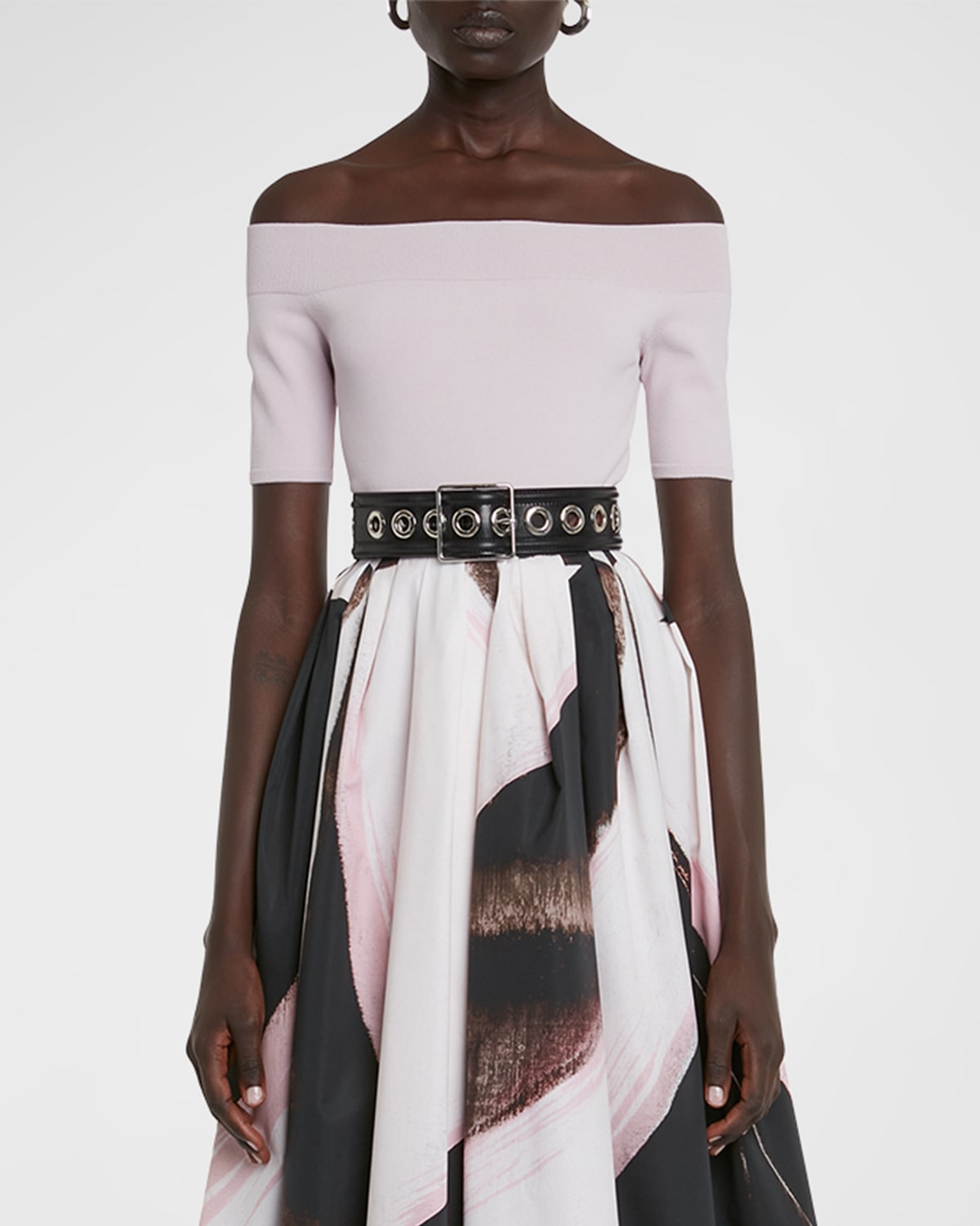 Alexander McQueen Structured Off-The-Shoulder Crop Top | Neiman Marcus