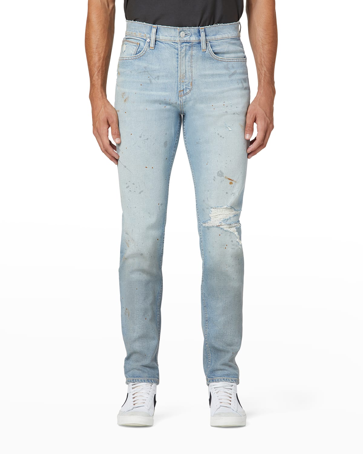 Hudson Men's Axl Slim Rip/Repair Jeans | Neiman Marcus