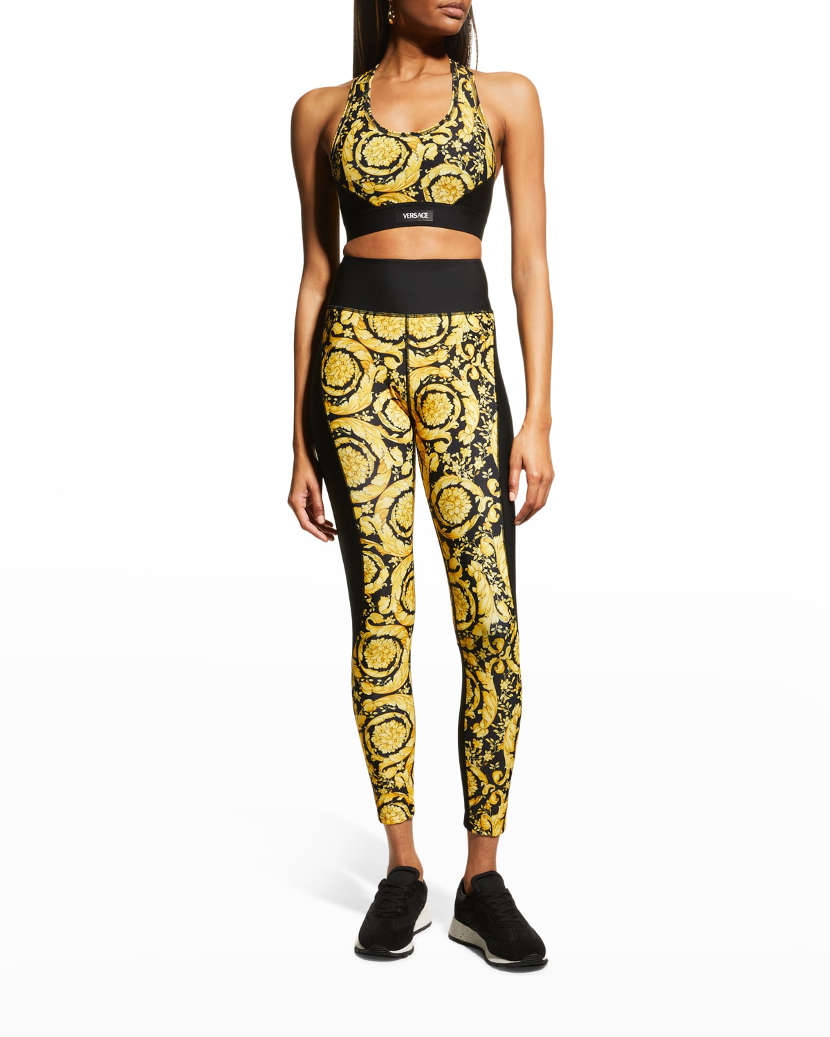 Versace Iconic Greca High-Rise Active Leggings | Neiman Marcus