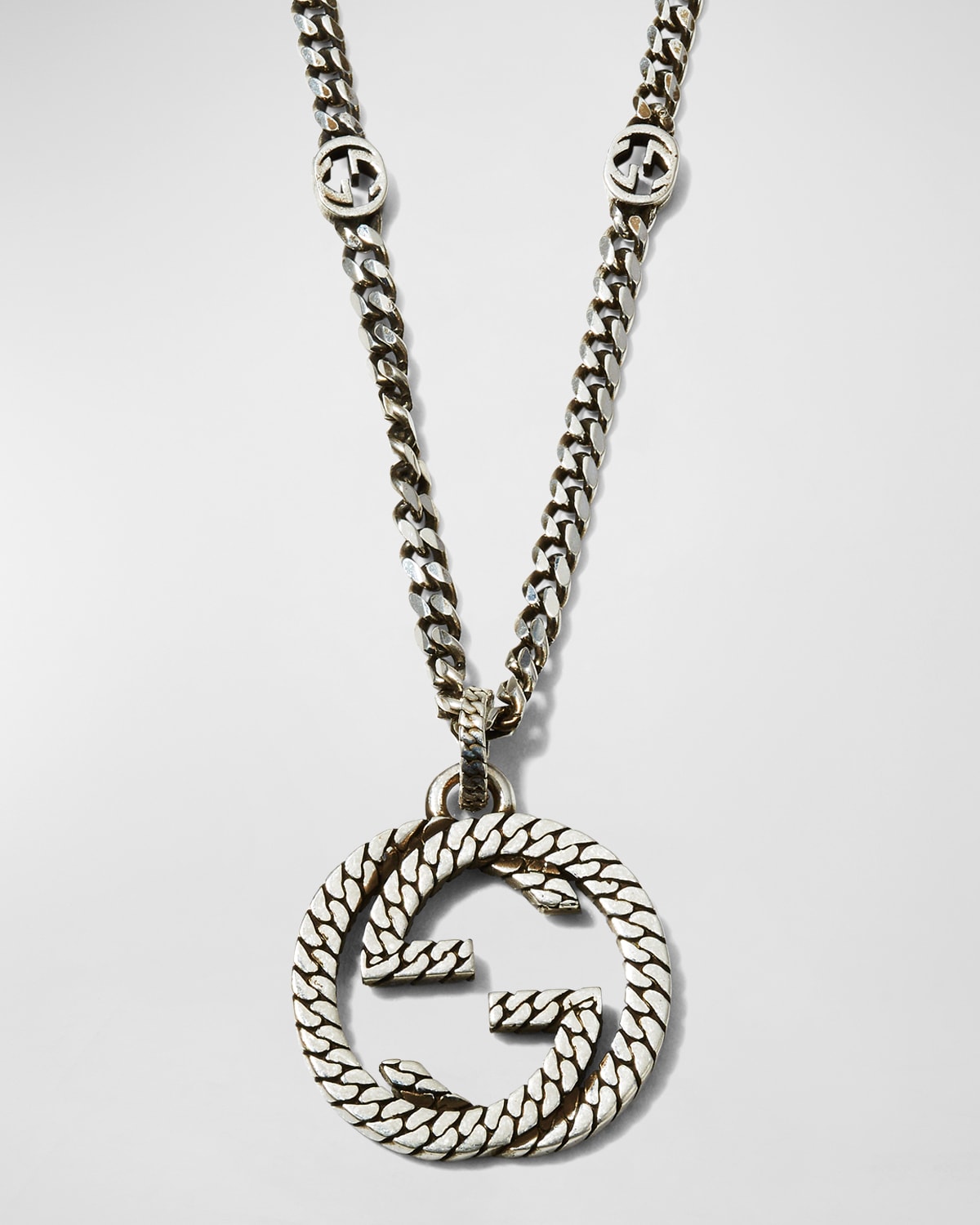 Gucci Men's Enameled Interlocking G Sterling Silver Chain Necklace ...