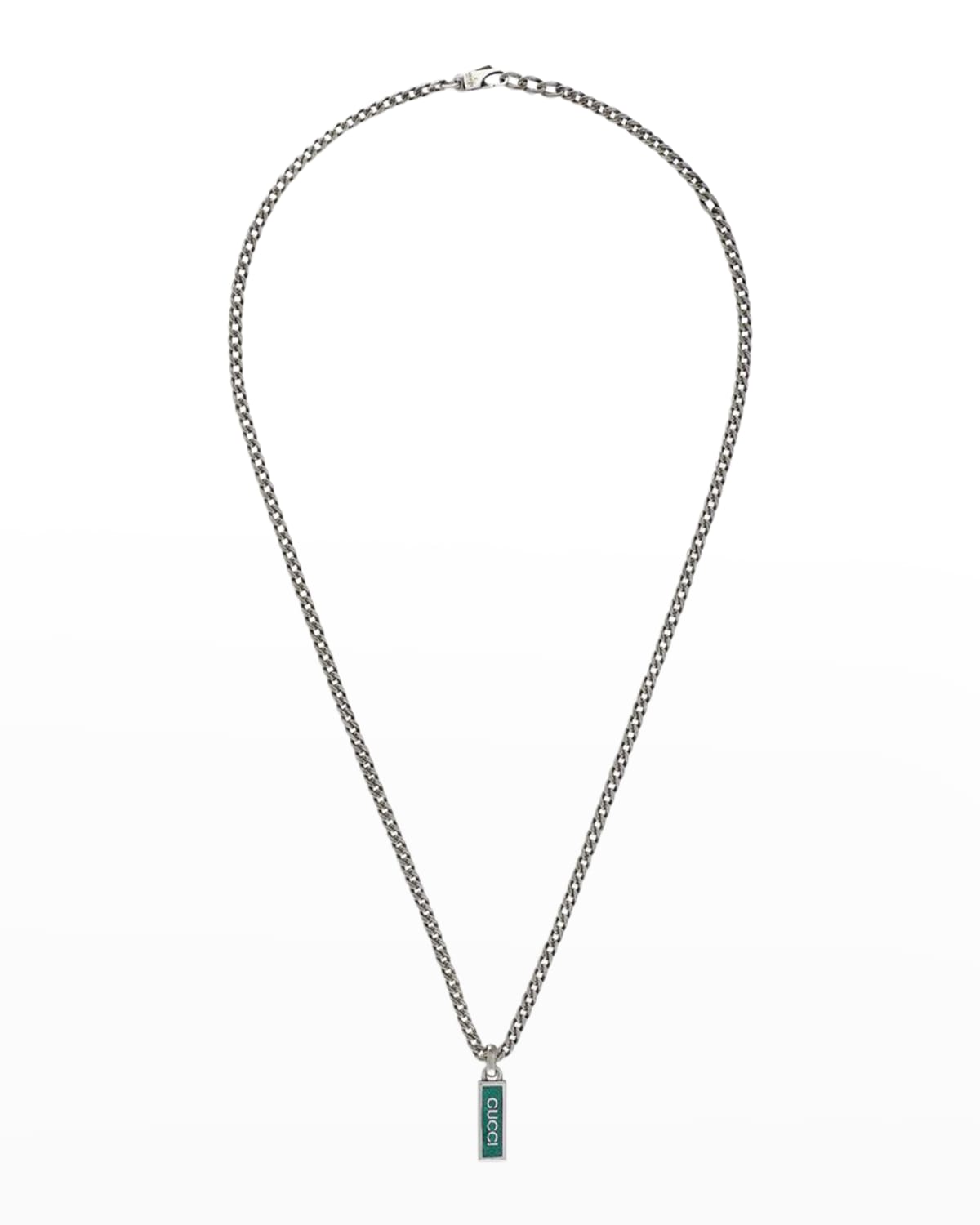 Gucci Men's Interlocking G Sterling Silver Pendant Chain Necklace ...