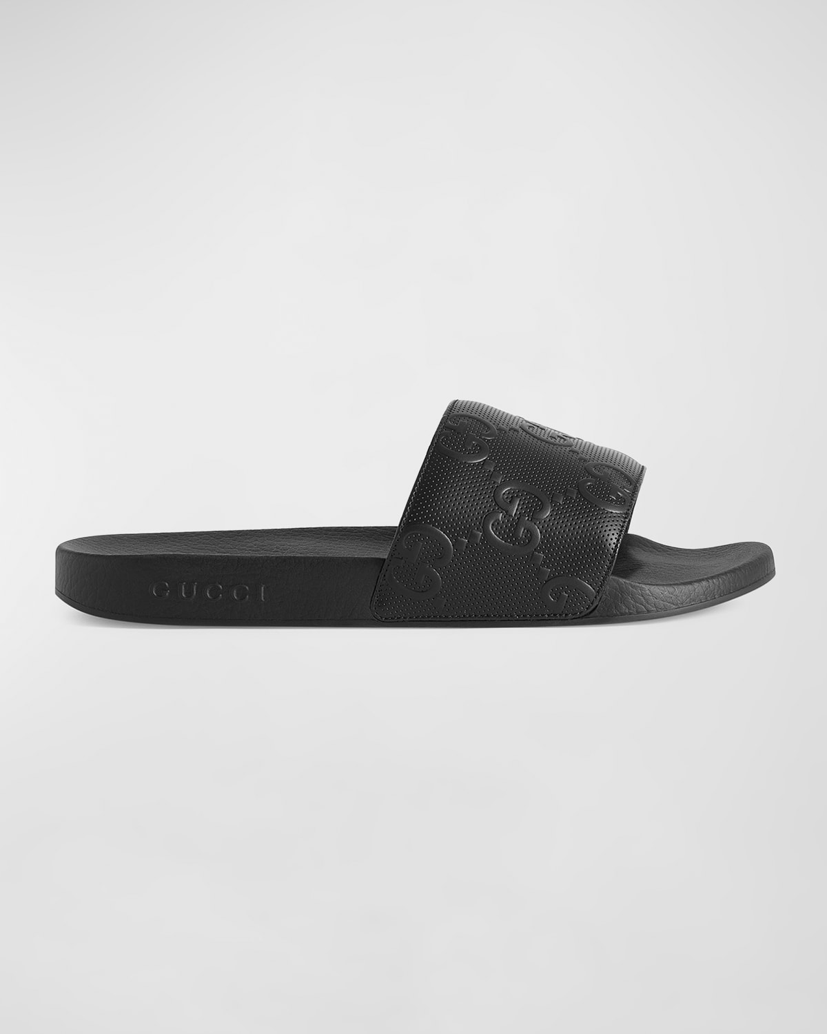 Gucci Men's GG Supreme Canvas Slide Sandals | Neiman Marcus