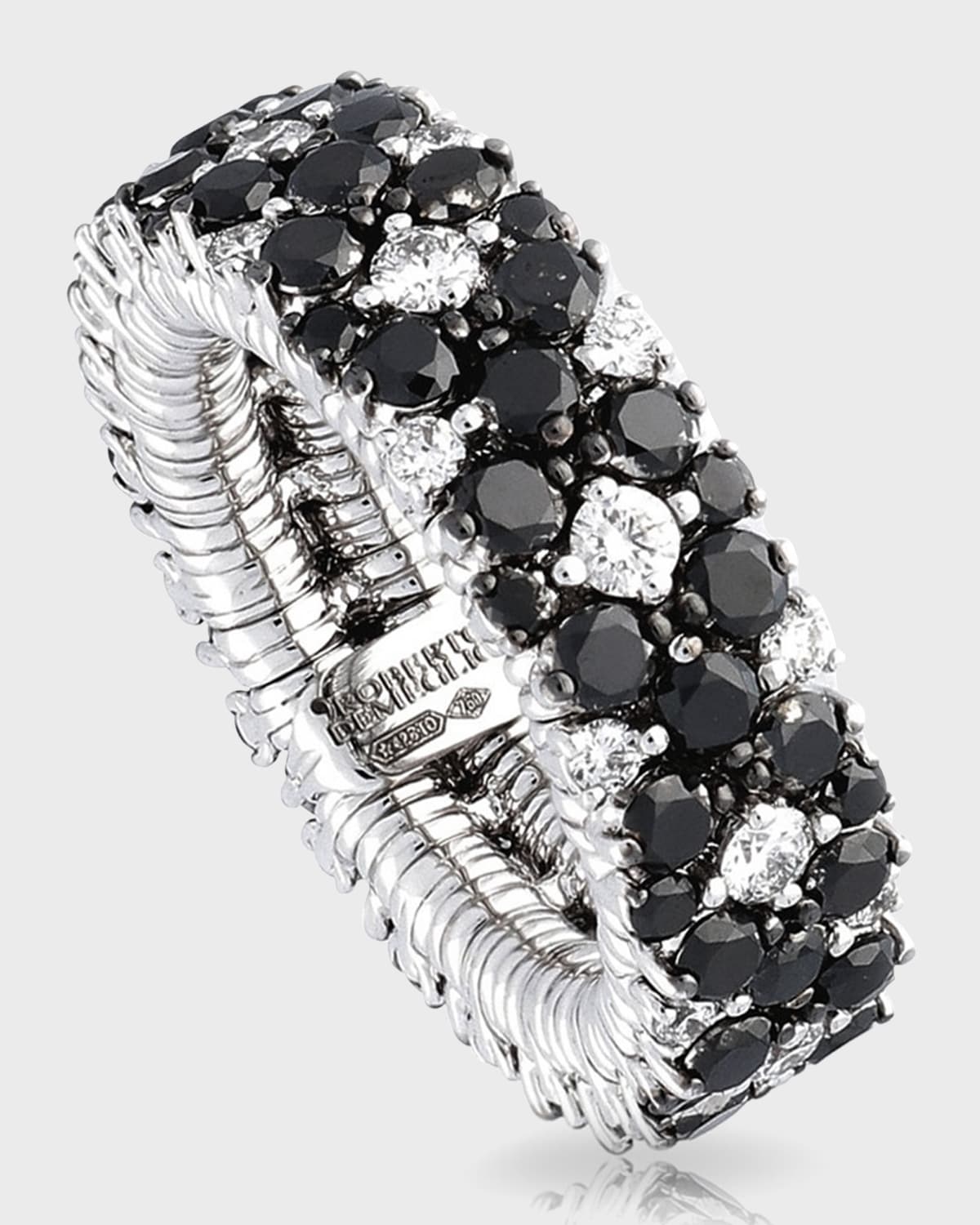 Roberto Demeglio White Gold and Matte Black Ceramic Scacco Stretch Ring ...