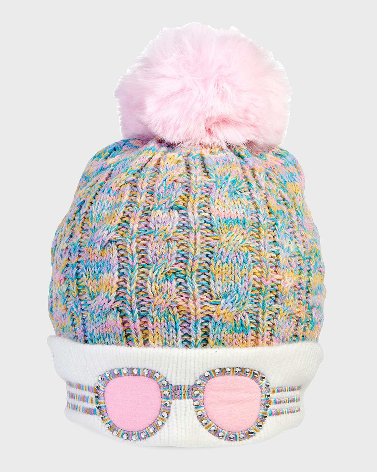 Bling2o Kid's Embellished Beanie w/ Faux-Fur Pompom | Neiman Marcus