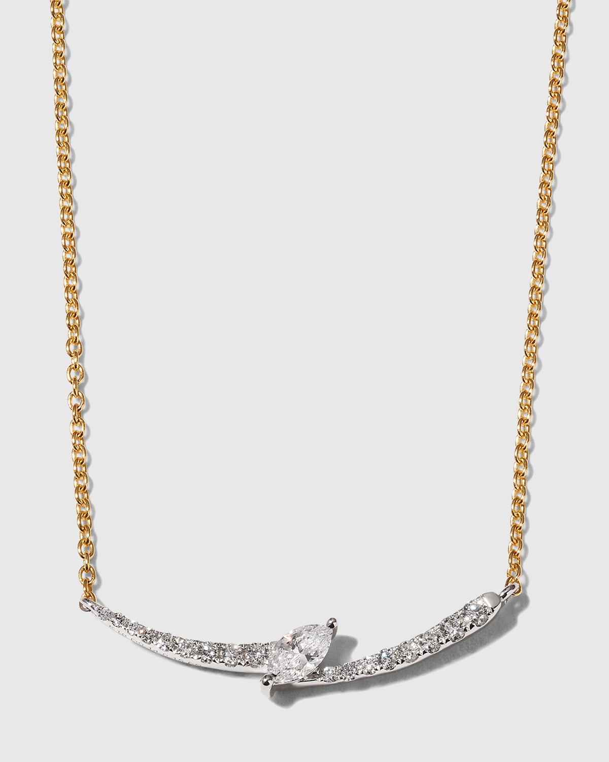 Frederic Sage White Gold Slanted Marquise Diamond Necklace | Neiman Marcus