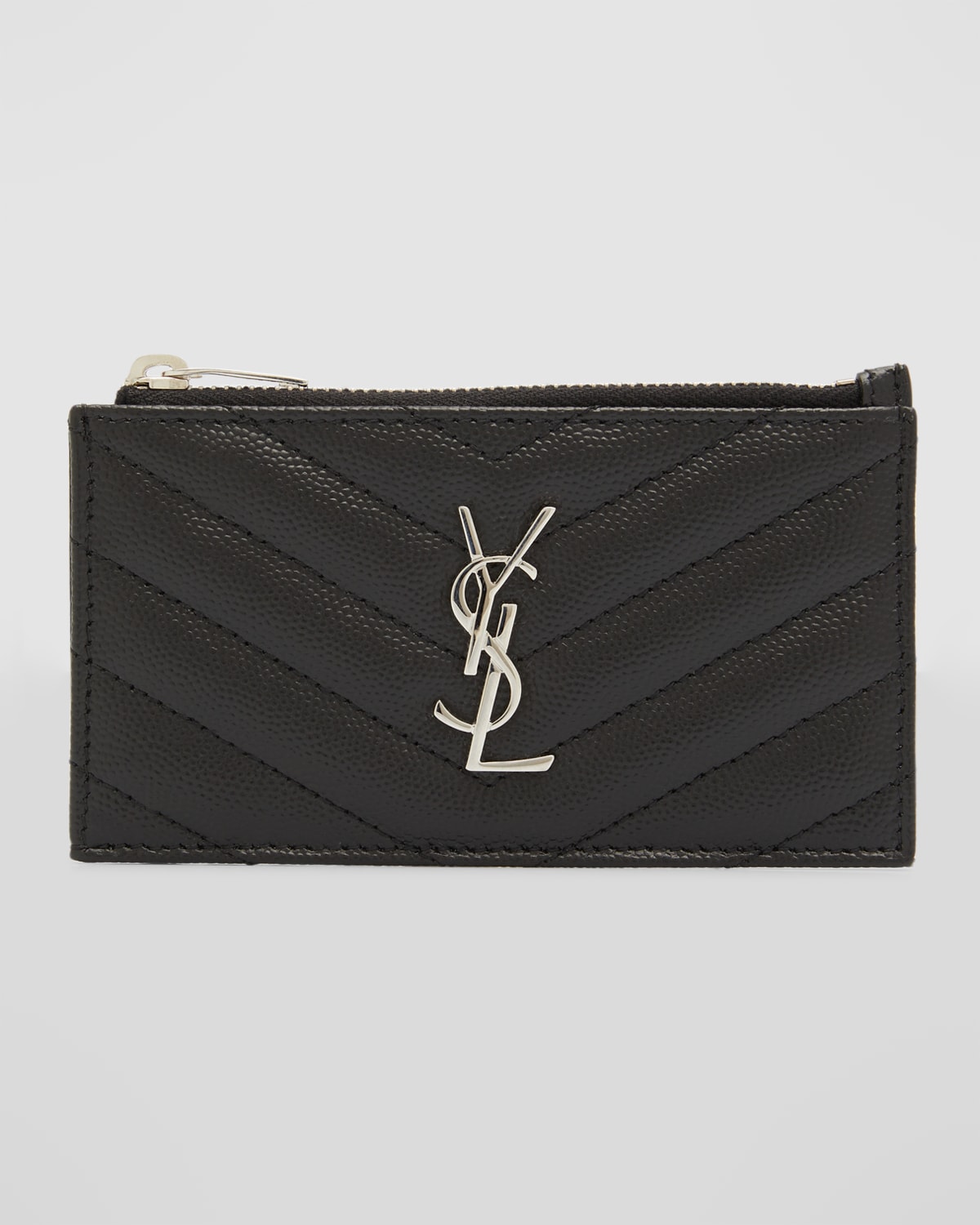 Saint Laurent YSL Monogram Zip Card Case | Neiman Marcus