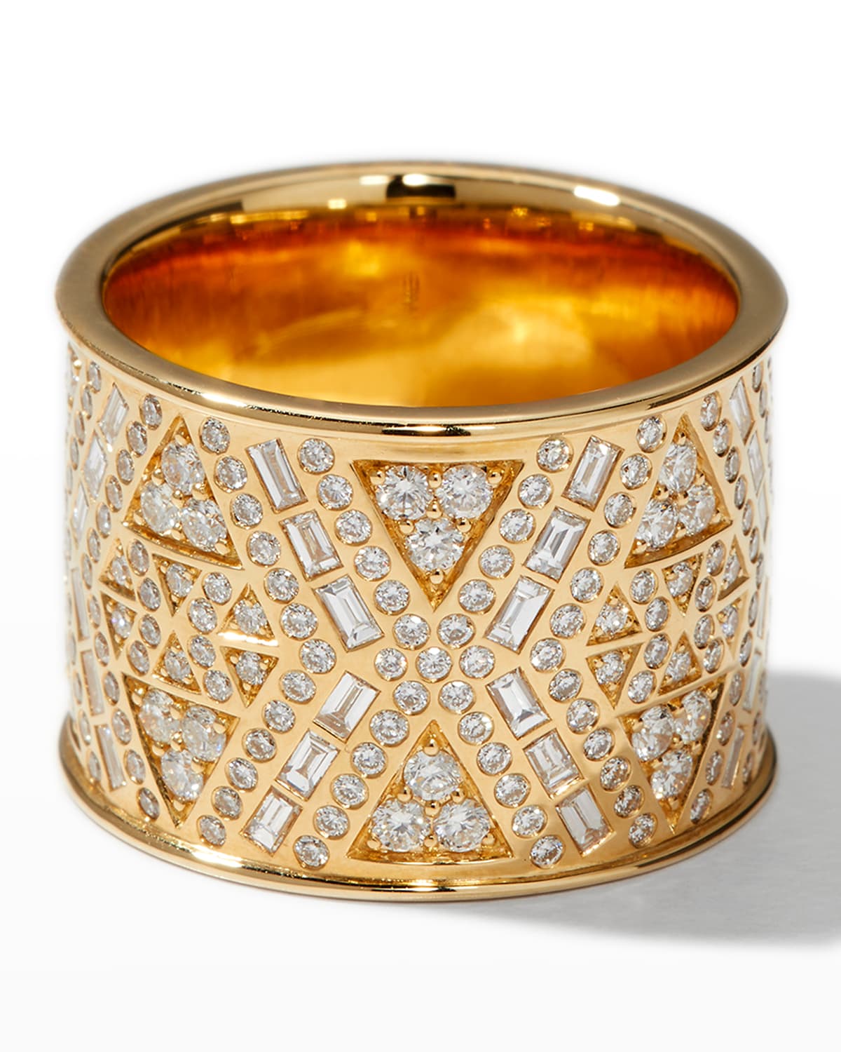 Rahaminov Diamonds 18K Yellow Gold Mixed Diamond Polygon Ring, Size 6.5 ...