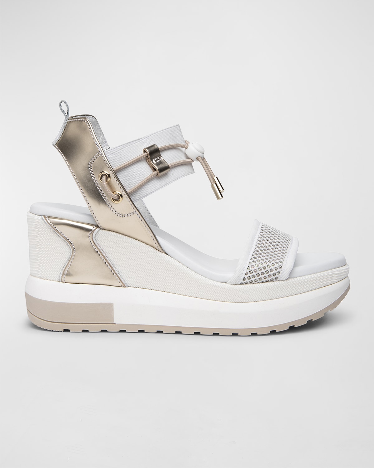 NeroGiardini Platform Wedge Sandals with Bungee Detail | Neiman Marcus