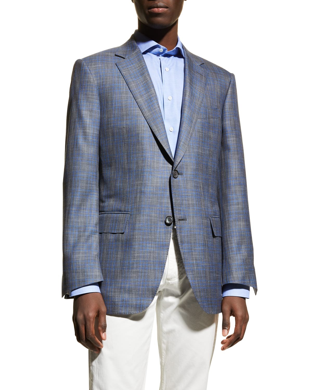 Canali Men's Plaid Wool Sport Jacket | Neiman Marcus